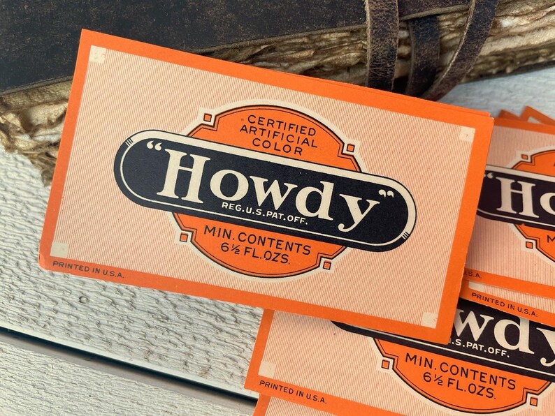 Howdy 1930s Bottle Labels, Vintage Soda Advertisements, Ephemera for ...