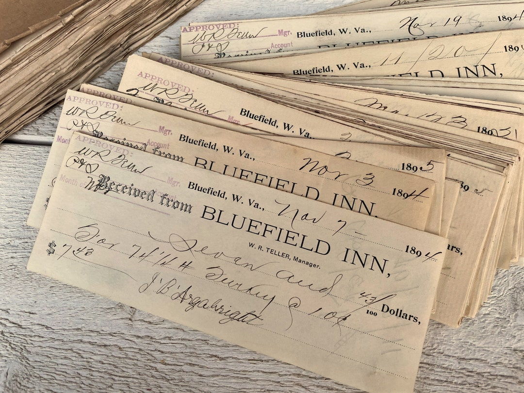 Antique 1890s Bank Checks, Payment Check, Handwritten, Vintage Ephemera ...