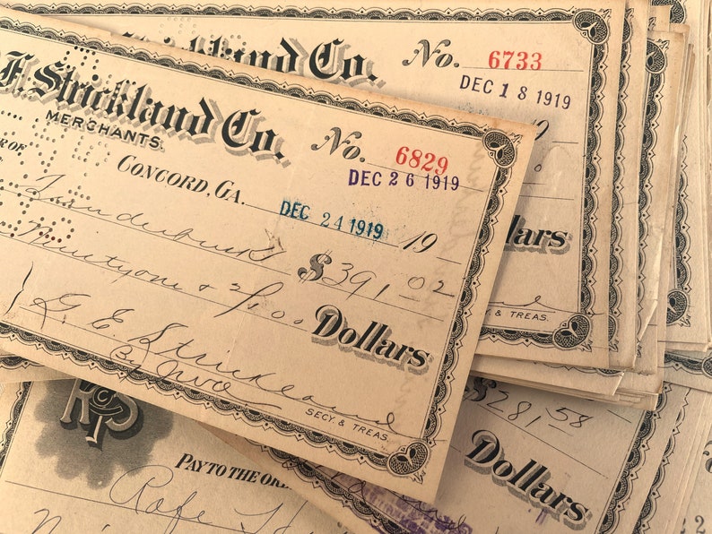 Antique Bank Checks Used Payment Receipt Vintage Ephemera - Etsy