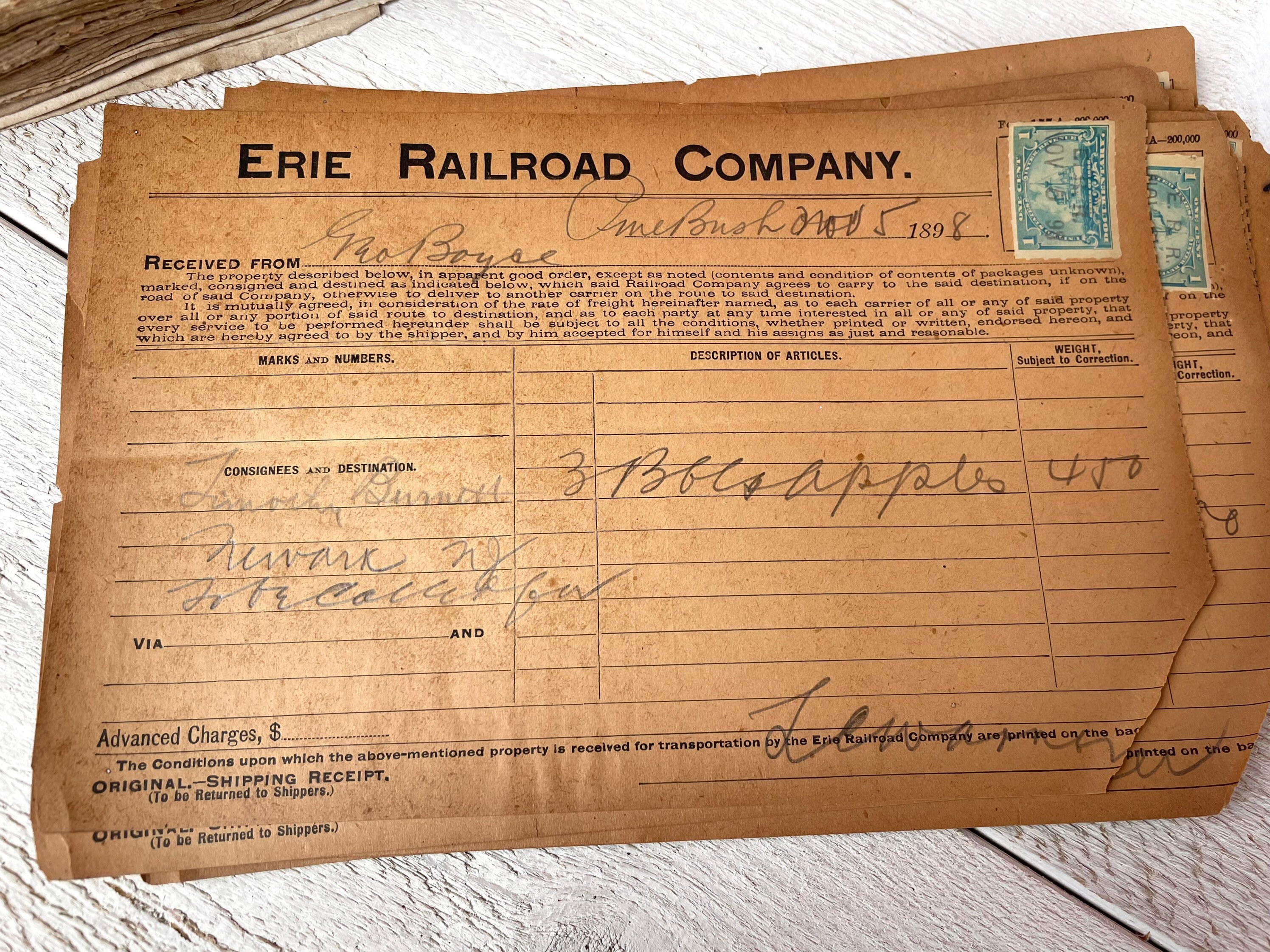 Antique Train Cargo Receipts With Documentary Stamp Railroad - Etsy