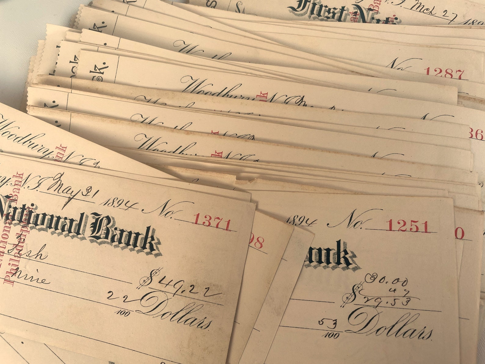Antique 1890s Bank Checks, Payment Check, Handwritten, Vintage Ephemera ...