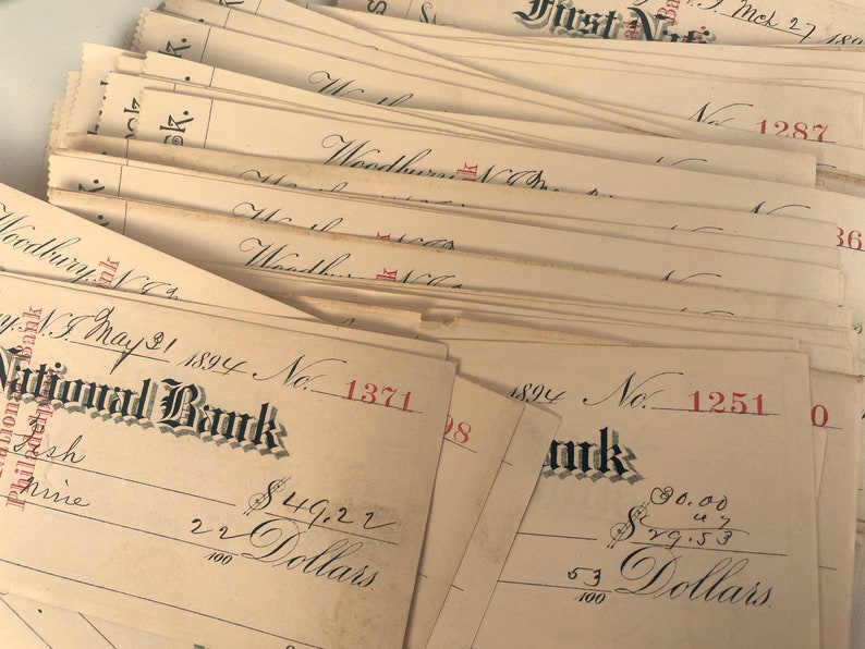 Antique 1890s Bank Checks Payment Check Handwritten 5 - Etsy