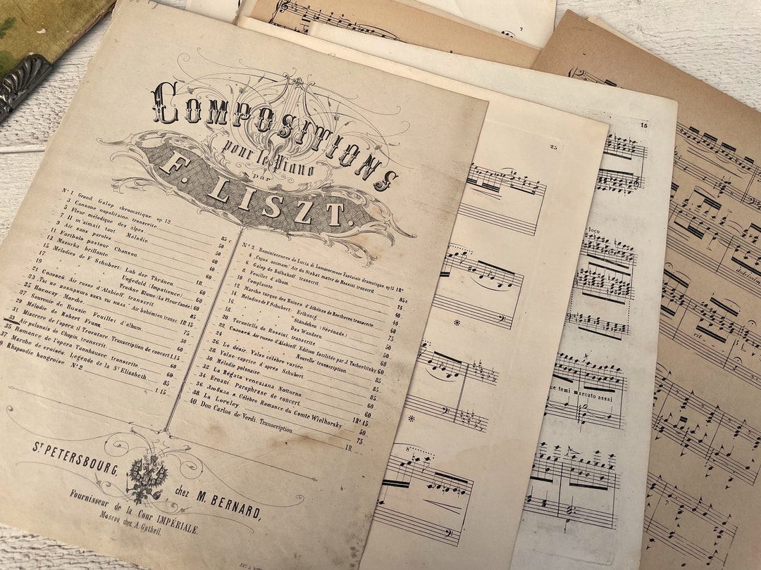 Antique Music Sheets Assorted 1800s, Junk Journal Ephemera, Vintage ...