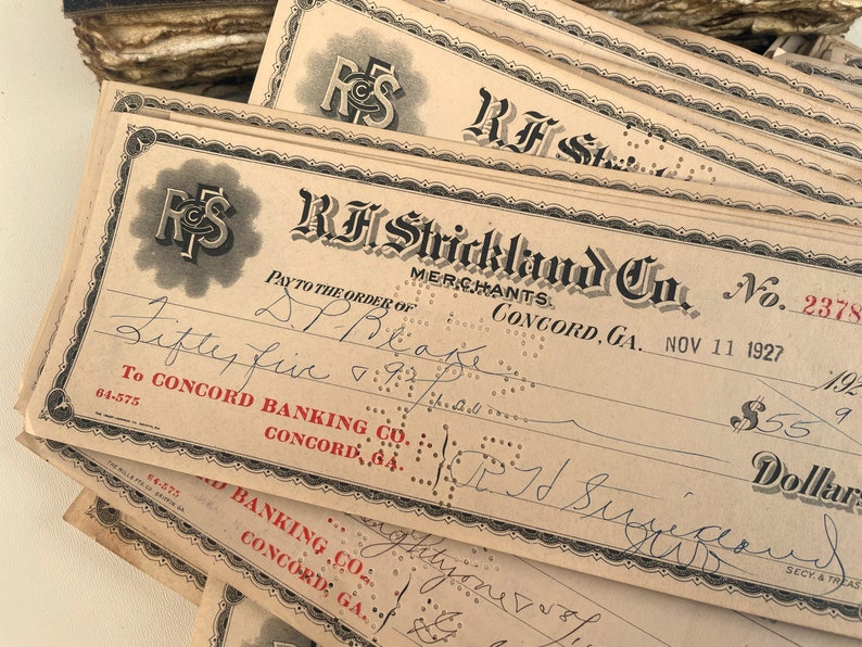 Antique Bank Checks Used Payment Receipt Vintage Ephemera - Etsy