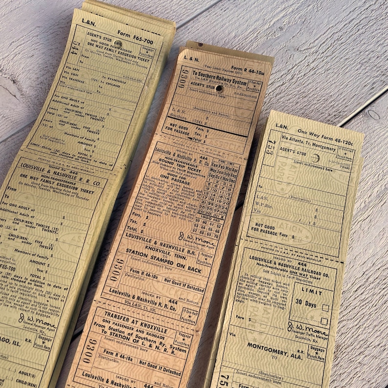 Vintage Train Tickets, Large Paper Ticket, Antique Railroads Ephemera ...