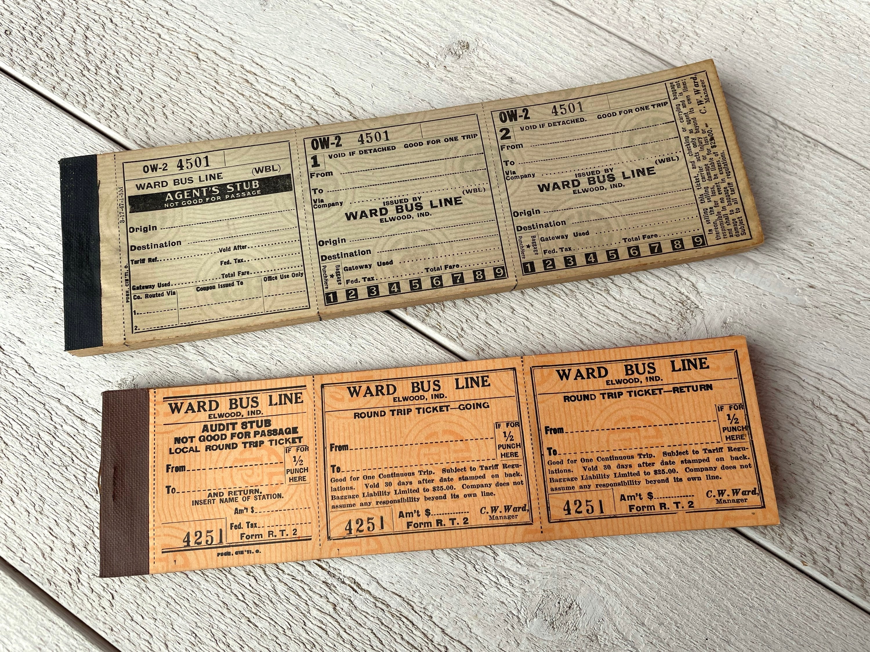 Large Triplicate Bus Tickets, Transport Ephemera, Old Paper Set, Travel ...