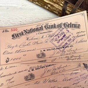 Antique 1800s Bank Checks, Used Payment Receipt, Vintage Ephemera, Bank ...