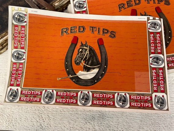 Large Vintage Red Tips Cigar Box Labels Gold Embossed for - Etsy