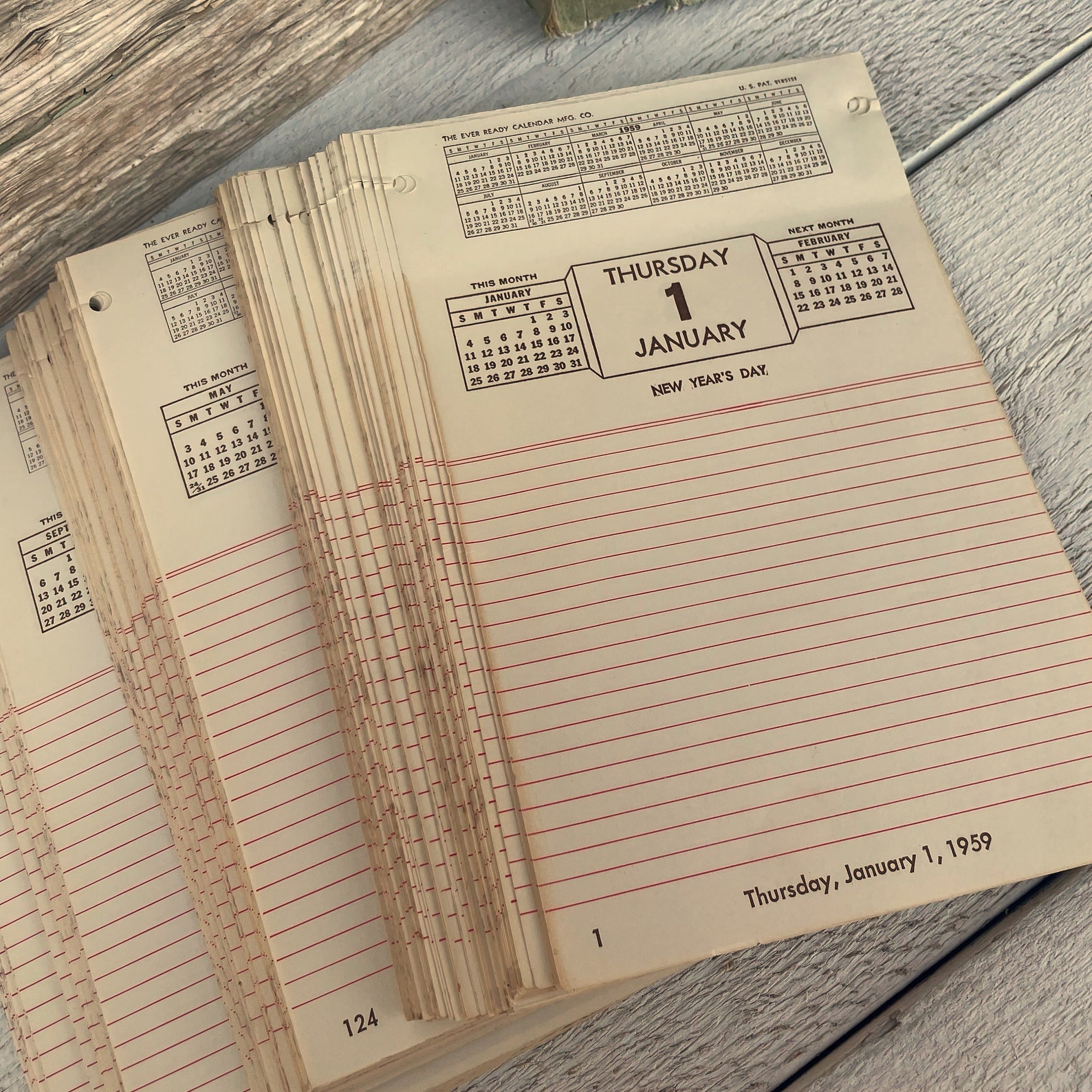 Vintage Desk Calendar Sheets 1959 - 5 Sheets - for Junk Journal ...