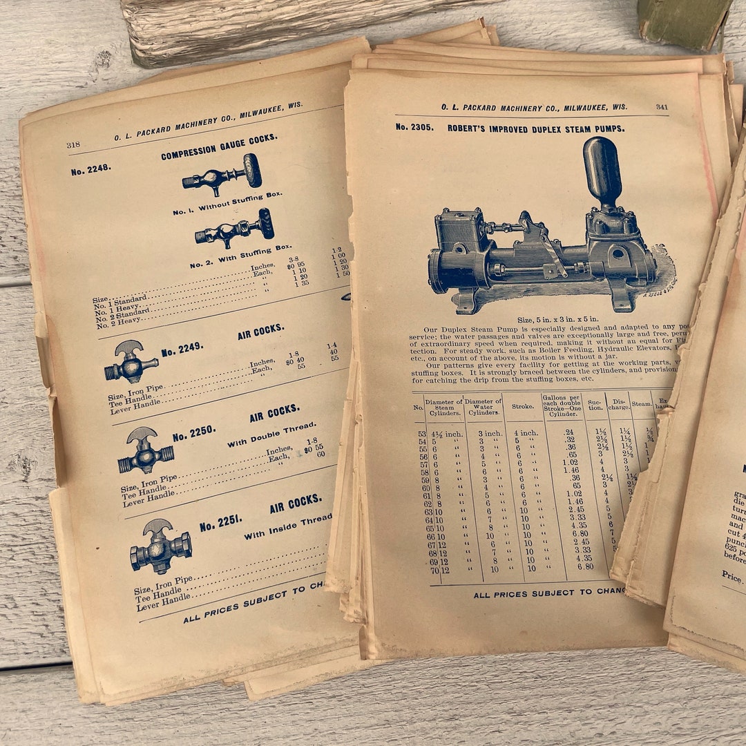 Antique Machinery Catalogue Pages - 5 RANDOM Sheets - Vintage ...