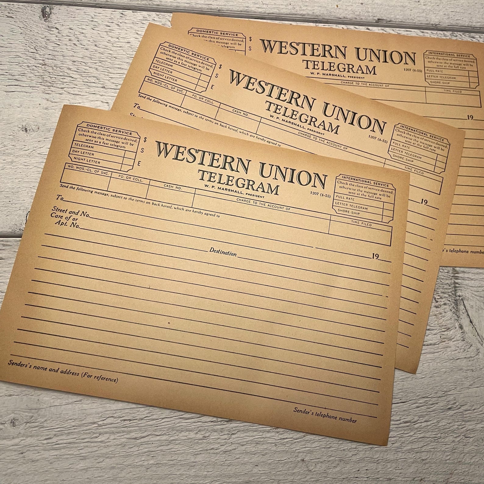 Vintage Western Union Telegram, Aged With Patina, 1950s Ephemera for ...