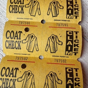 Vintage Cloakroom Tickets, Coat Claim Ticket Set, Junk Journal Ephemera ...