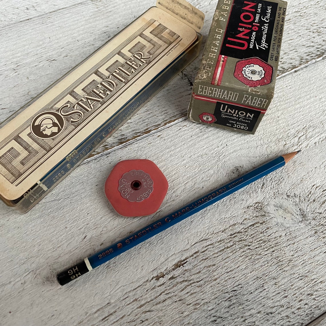Vintage Collectible Pencil and Eraser, Staedtler Pencils, Eberhard ...
