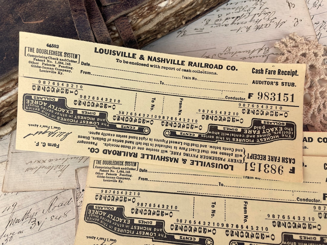 Vintage Train Receipts, Railroad Ephemera, Junk Journal Travel Ephemera ...