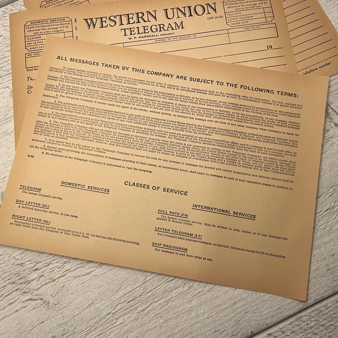 Vintage Western Union Telegram, Aged With Patina, 1950s Ephemera for ...