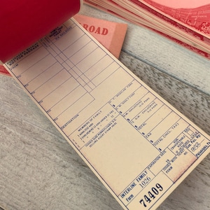 Vintage Train Ticket Book, Railroad Ephemera, Pink Paper Cover, for ...