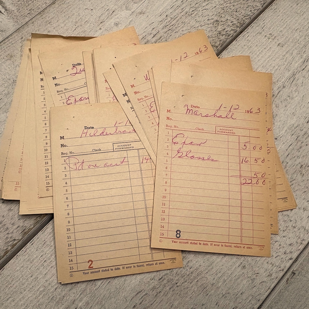 Vintage Used Store Receipts - 50 Sheets - Aged Patina, Junk Journal ...