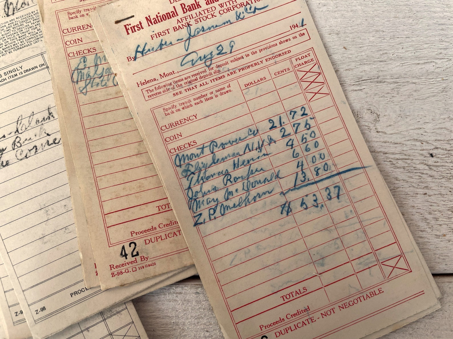Vintage Bank Receipts, Handwritten, Payment Deposit Receipts ...