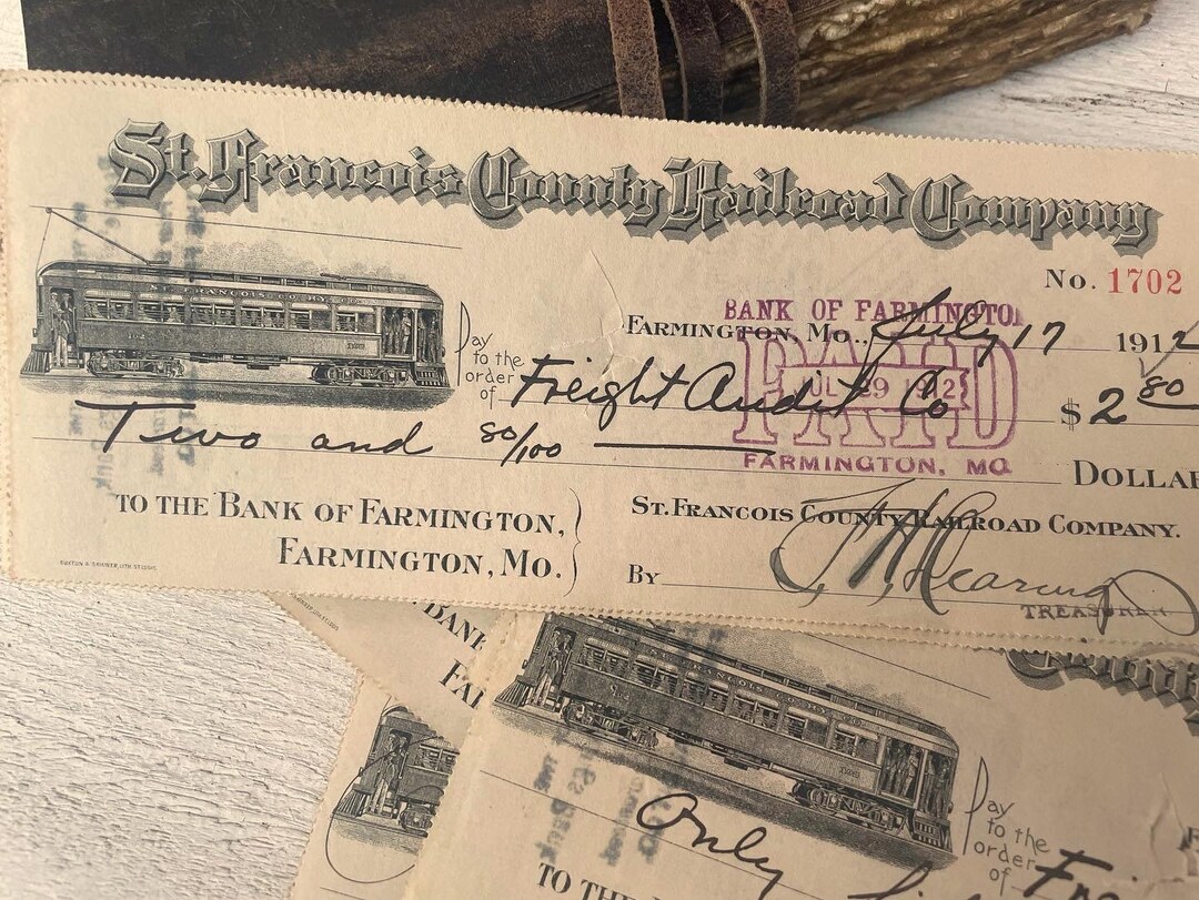 Antique Bank Checks, Used Railroad Company Payment Receipt 1900s, Vintage Ephemera, Bank Note - Etsy