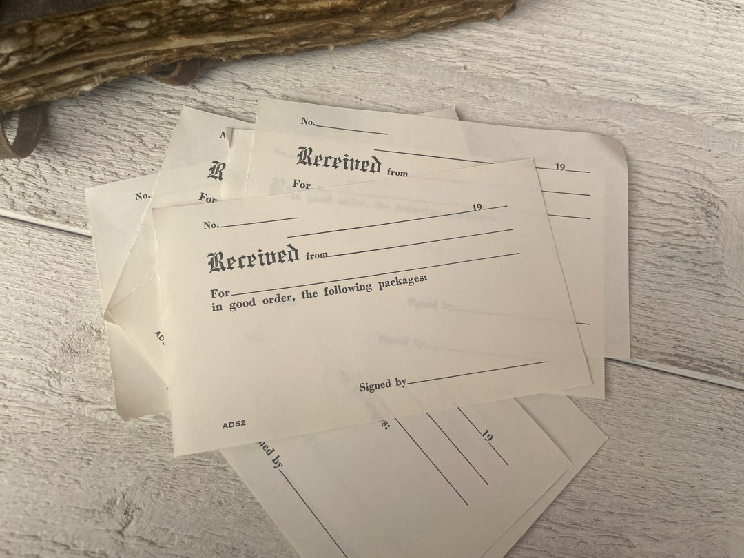 Vintage Received Receipts Package Receipt White Unused - Etsy