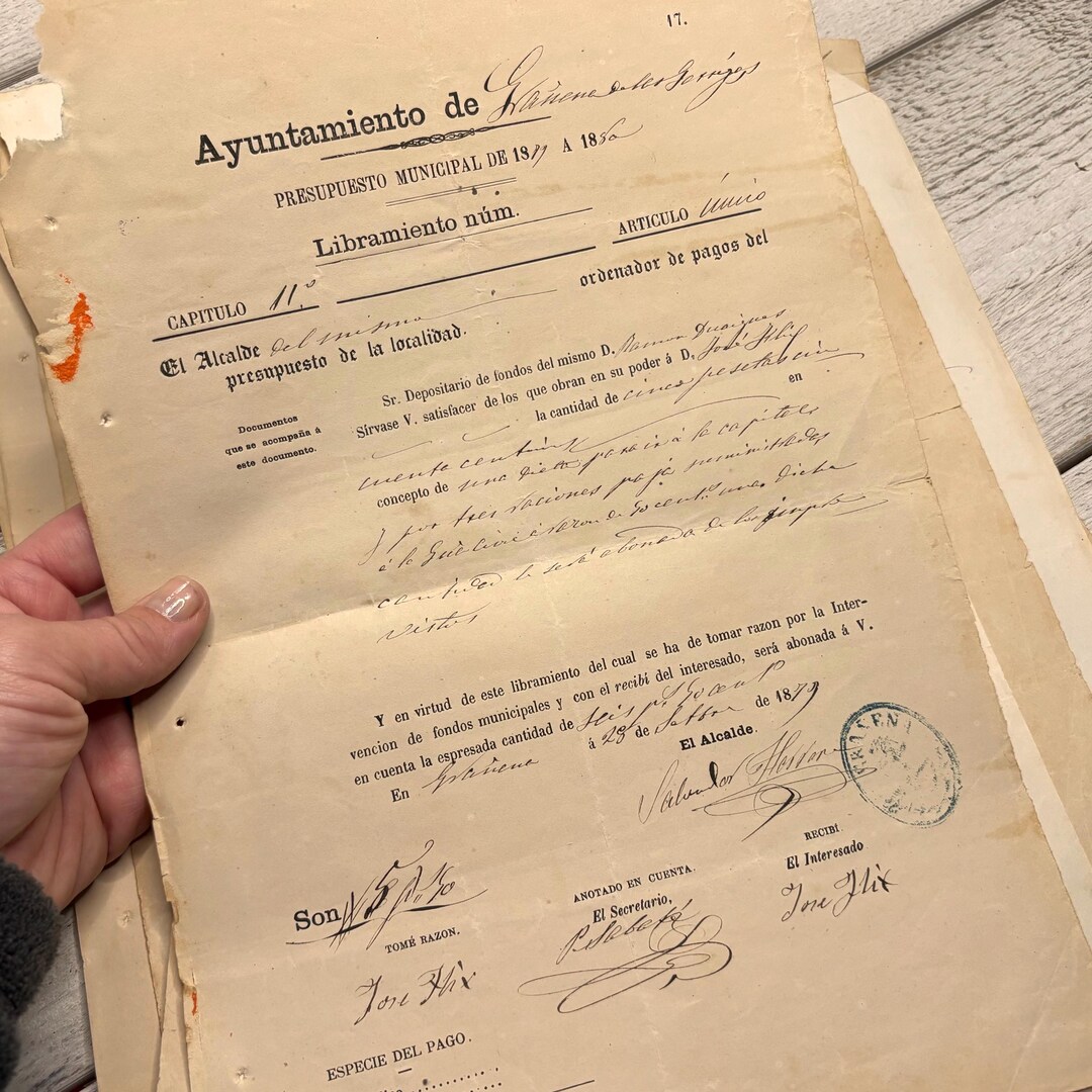 Antique Spanish Document - 2 Sheets - Random Pick, 1870s-90s Ephemera ...