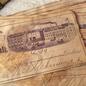 Antique Rare Payment Check, Shabby Stained Patina, Bank Notes, for Junk ...