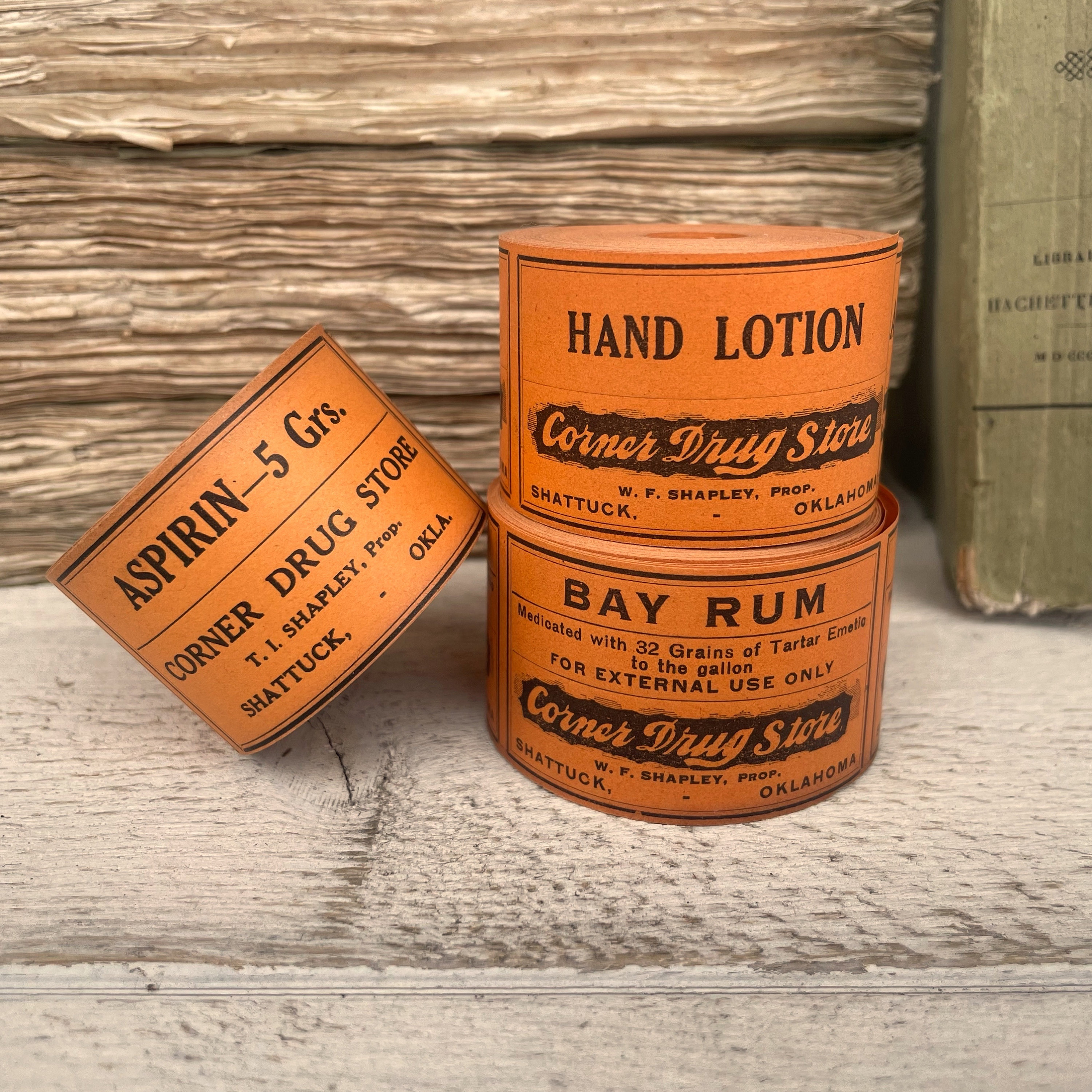 Antique Pharmacy Labels Set 1910s-1920s, Apothecary Ephemera, Orange ...
