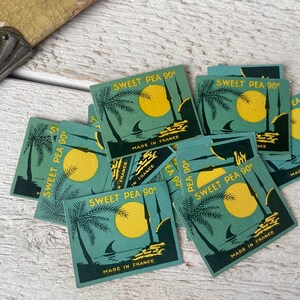 Vintage French Tiny Labels for Crafts, Very Small Parfume Advert, Beach ...