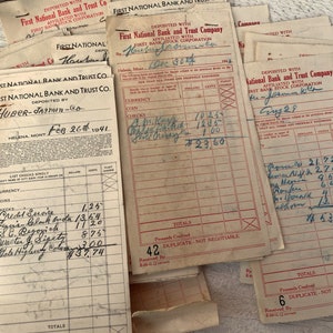 Vintage Bank Receipts, Handwritten, Payment Deposit Receipts ...