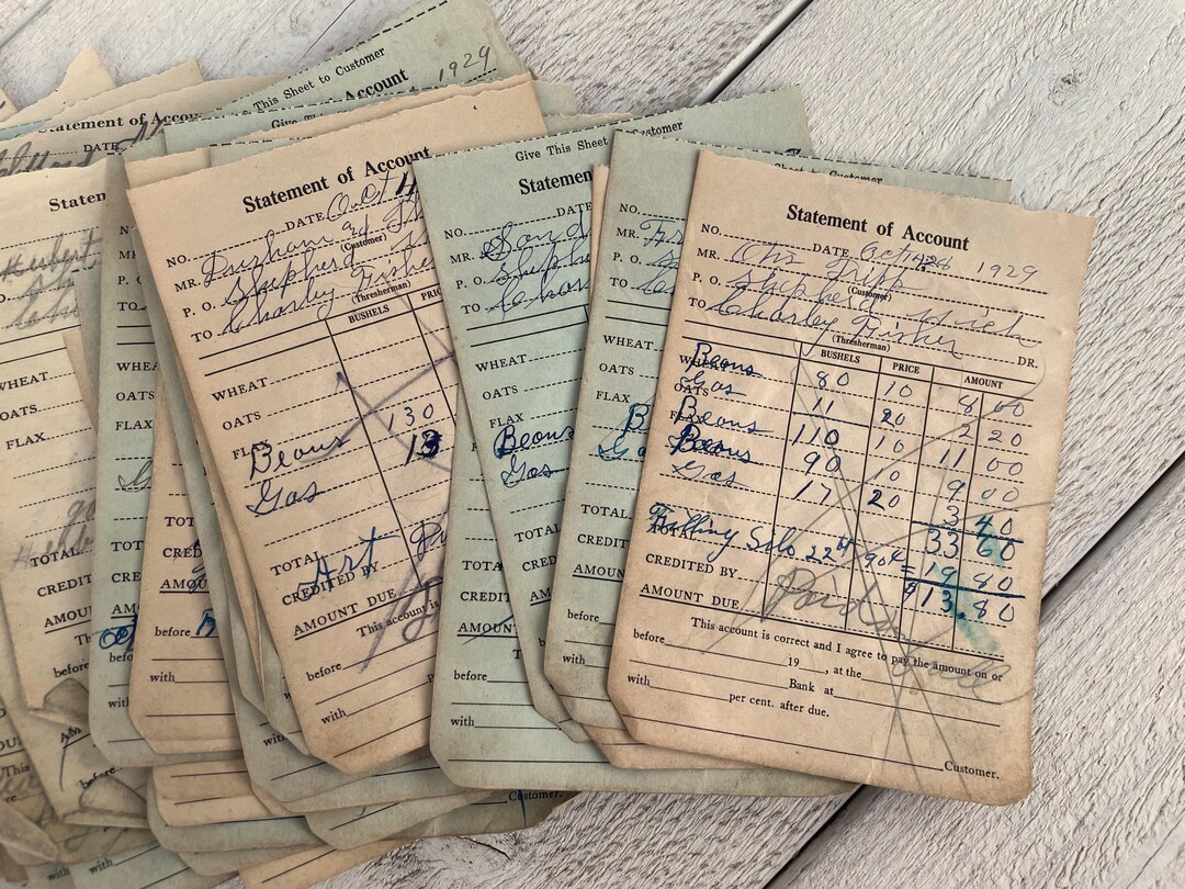 Antique Farming Receipts, Shabby Handwritten, Vintage Ephemera for Junk ...