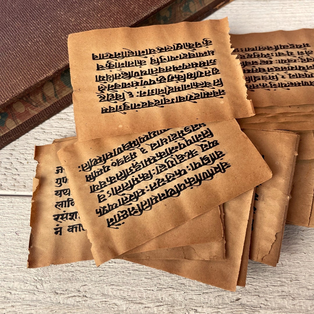 Antique Rare Hindi Indian Pages, Vintage Very Thin Pages Dark Patina ...