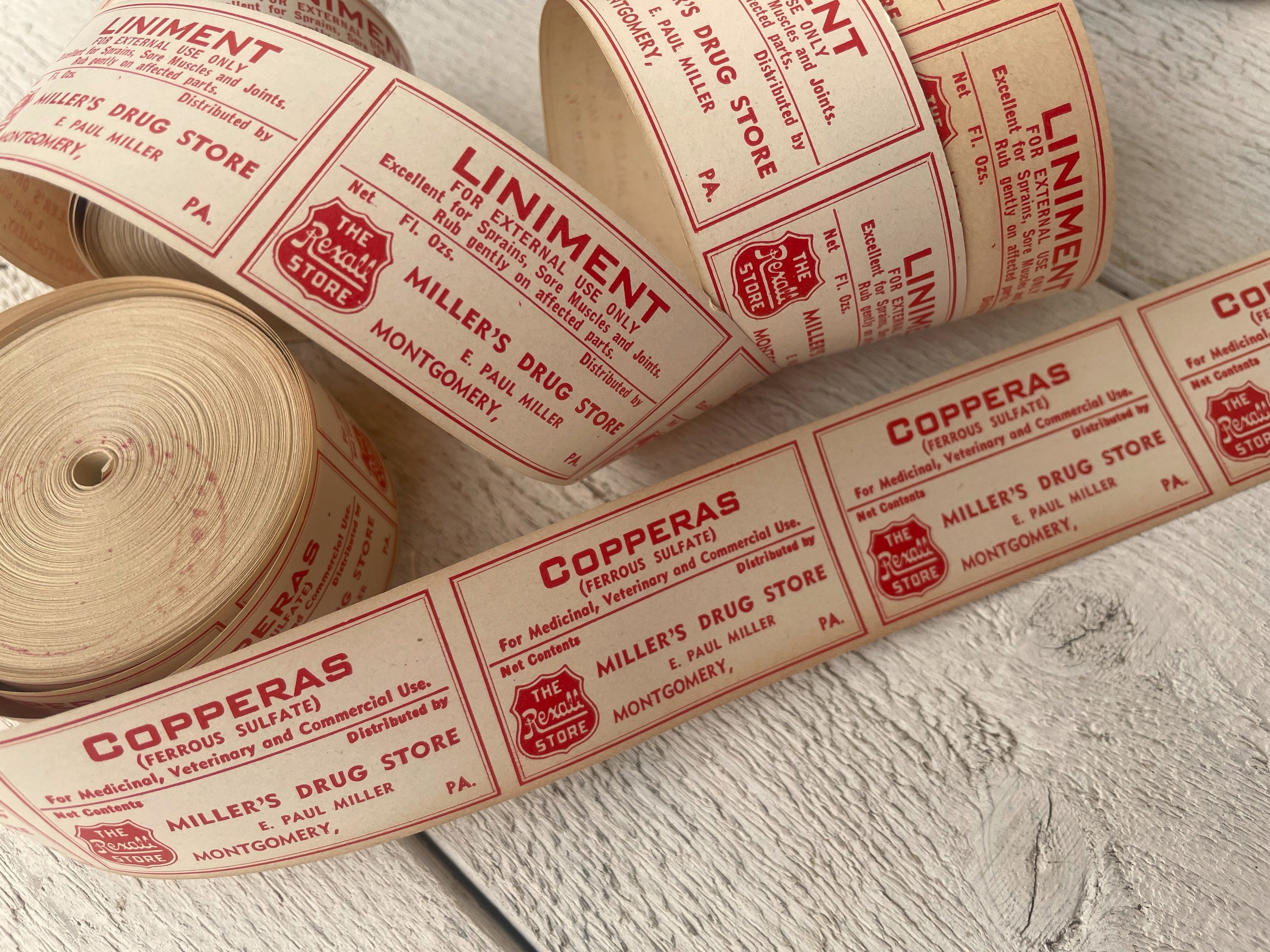 Vintage Red Pharmacy Label Set, Apothecary Ephemera, Gummed Labels ...