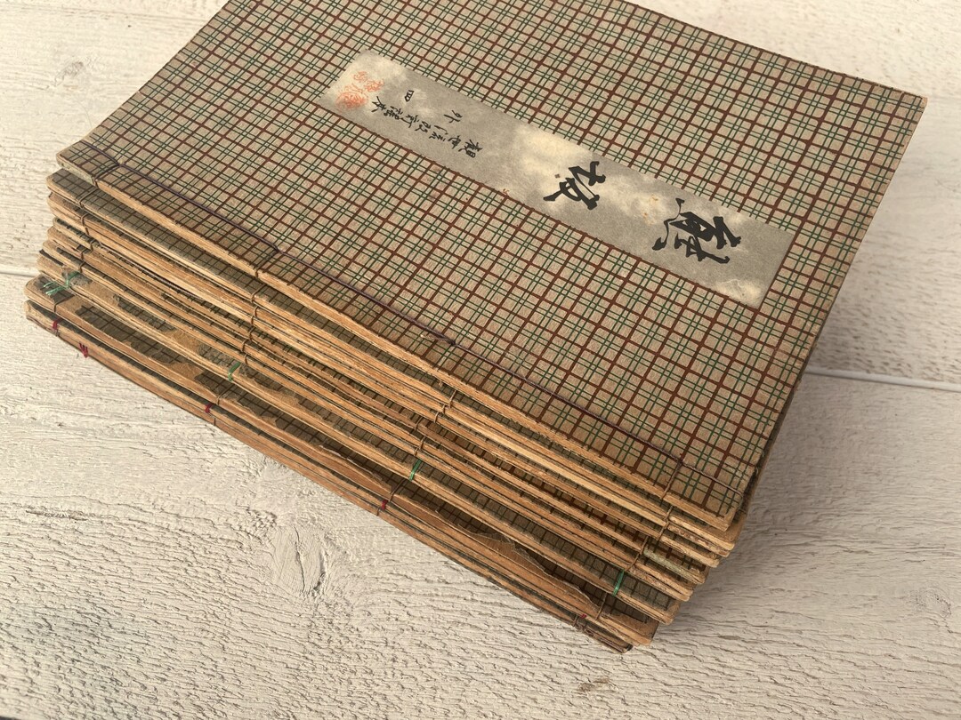 Vintage 1930s Checkered Japanese Book, Complete Washipaper Booklet, NOH ...