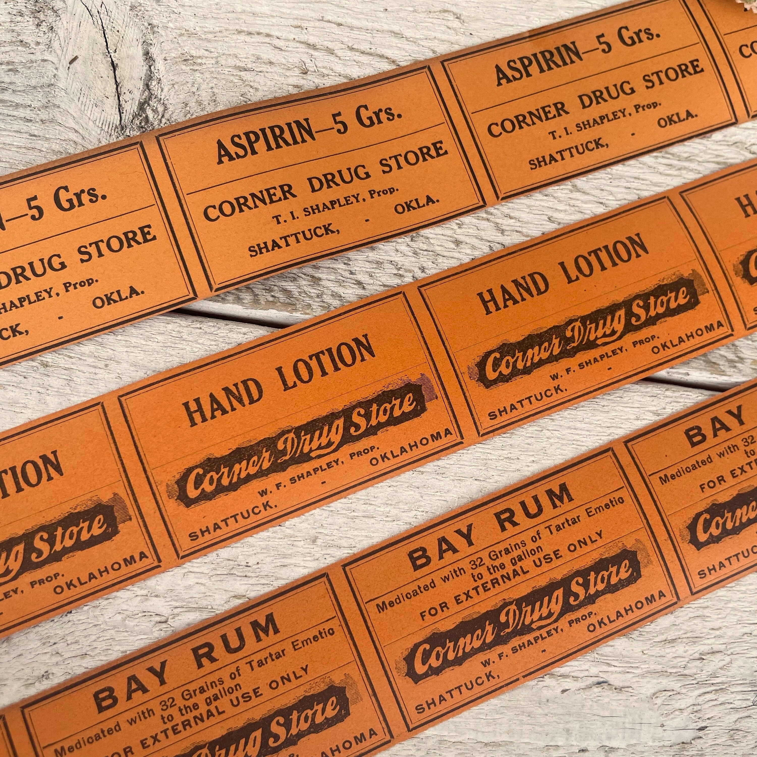 Antique Pharmacy Labels Set 1910s-1920s, Apothecary Ephemera, Orange ...