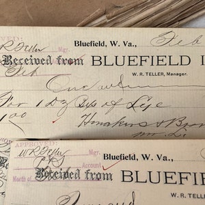Antique 1890s Bank Checks, Payment Check, Handwritten, Vintage Ephemera ...