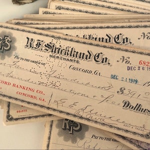 Antique Bank Checks, Used Payment Receipt, Vintage Ephemera for Junk ...