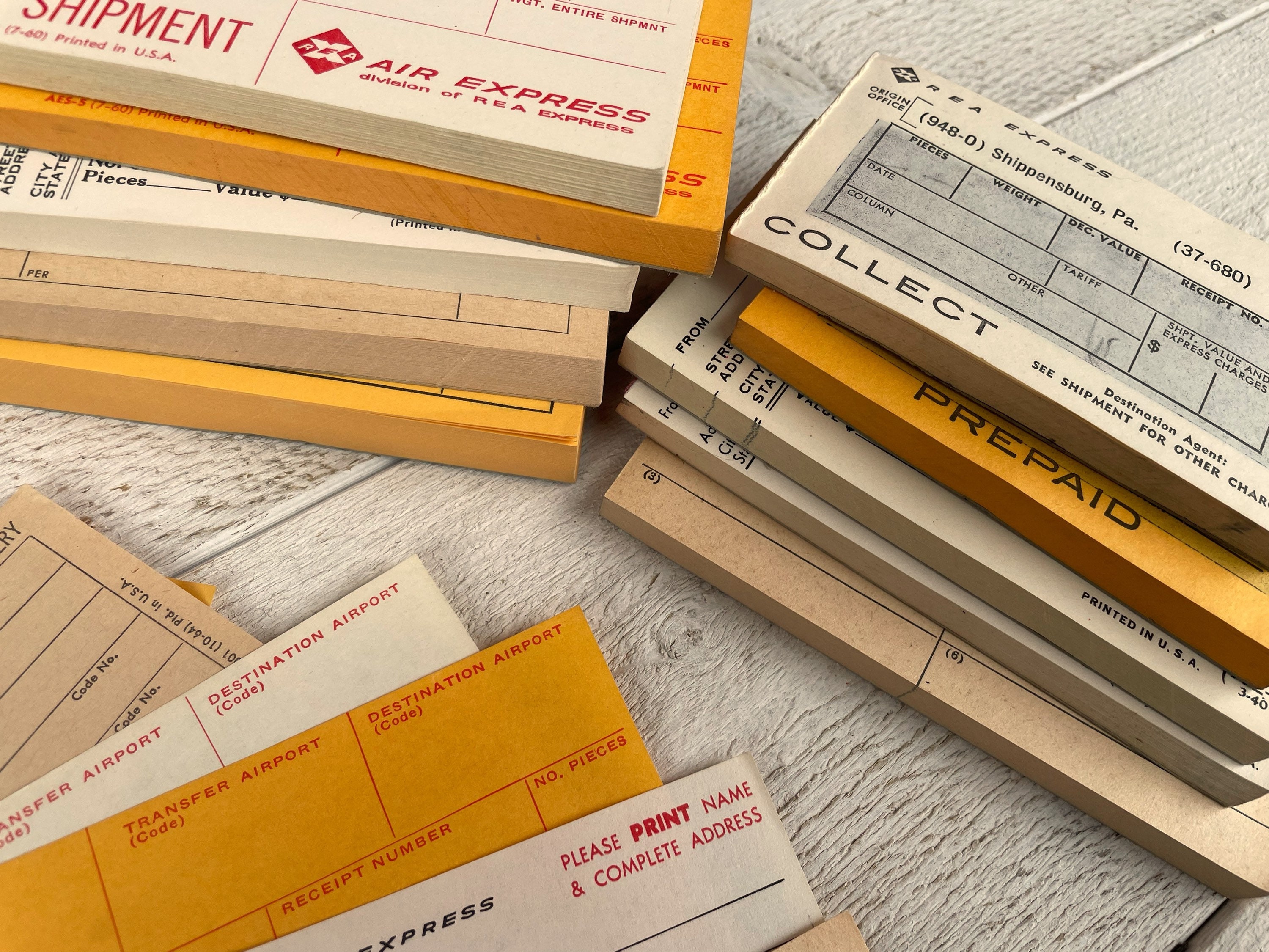 Vintage Cargo Shipping Labels, Freight Label Set Railway Express Agency ...
