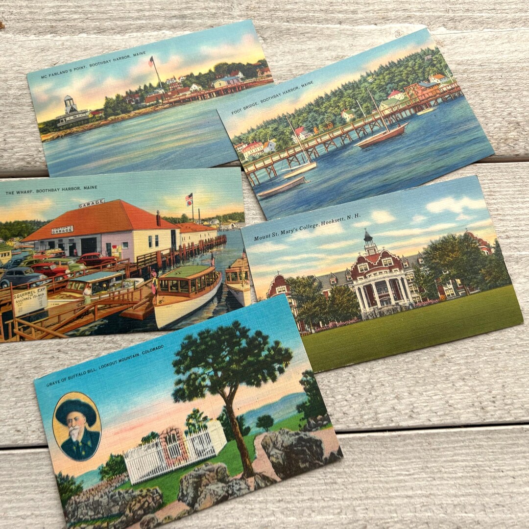 Vintage Linen Scenery Post Cards - 5 Sheets - Ephemera for Junk Journal ...