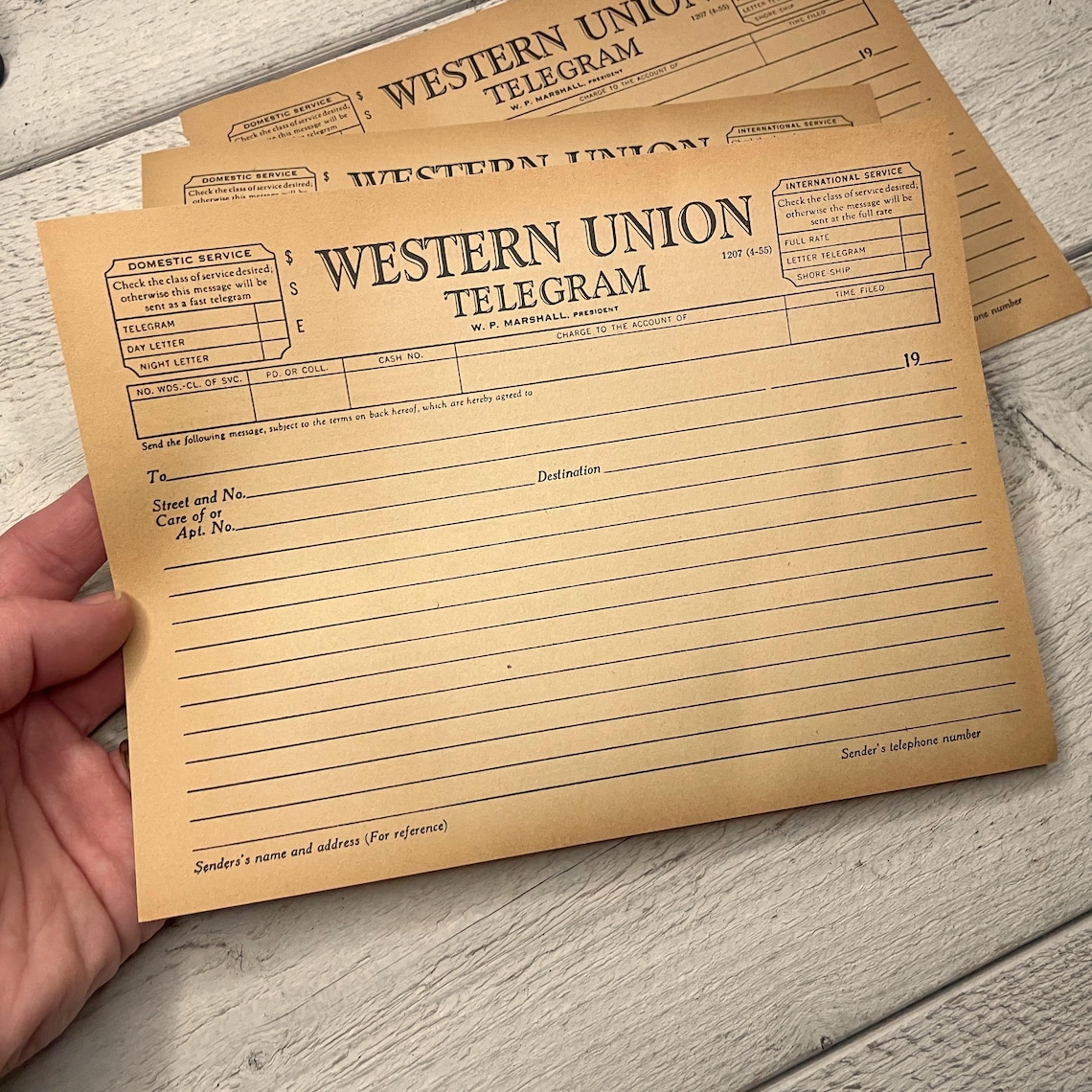 Vintage Western Union Telegram, Aged With Patina, 1950s Ephemera for ...