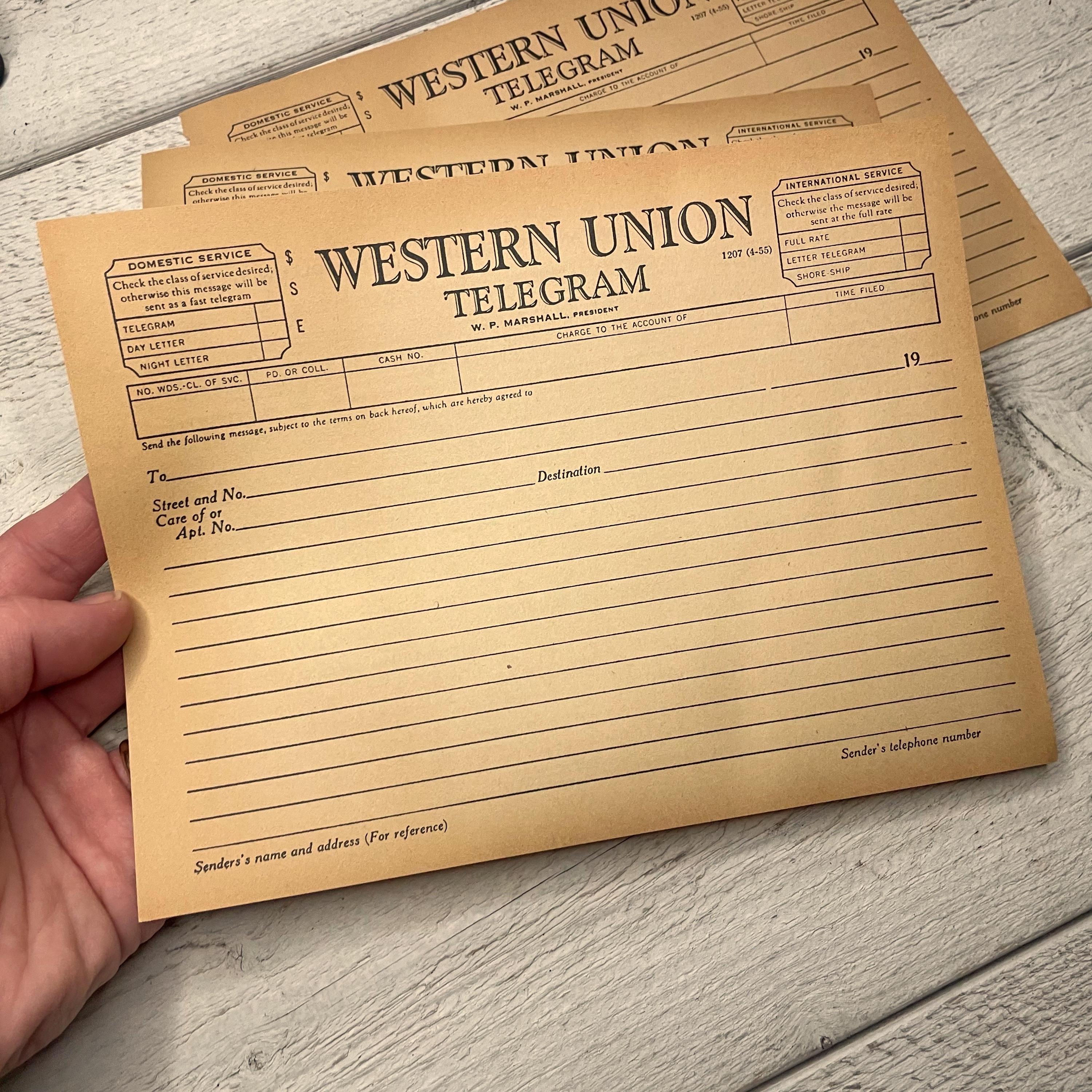 Vintage Western Union Telegram, Aged With Patina, 1950s Ephemera for ...