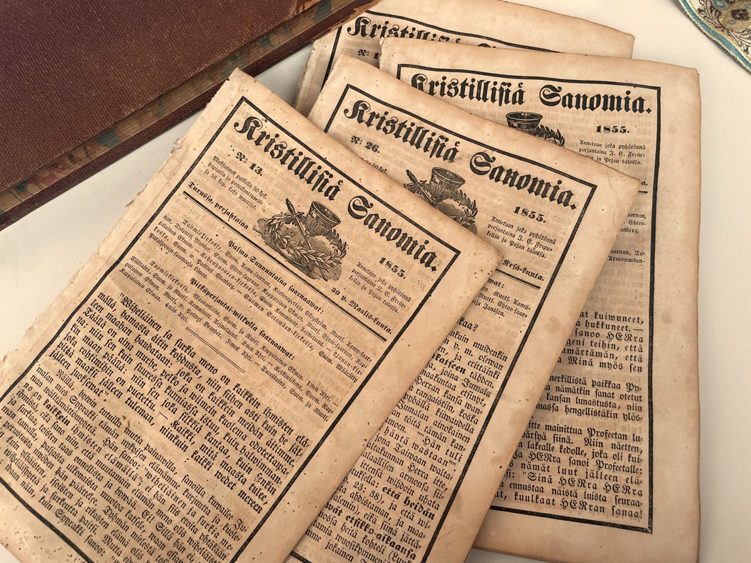 Antique Finnish Book/magazine Pages 1850s, for Scrapbooking, Thin Paper ...