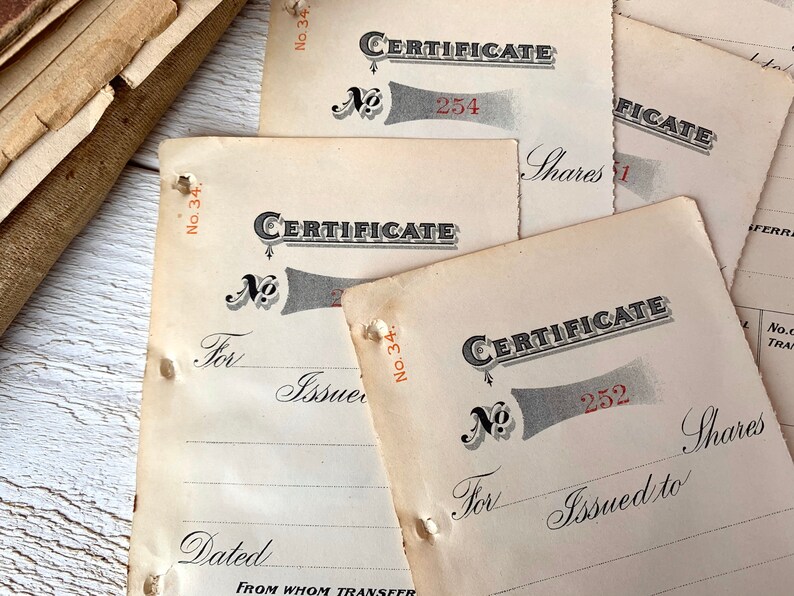 Antique Certificates Vintage Document Vintage Ephemera Junk | Etsy UK