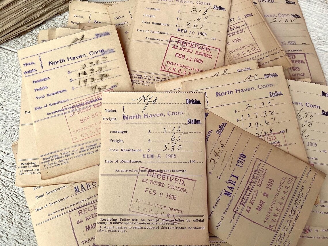 Vintage Railroad Receipts Train Station Receipt Large Set - Etsy