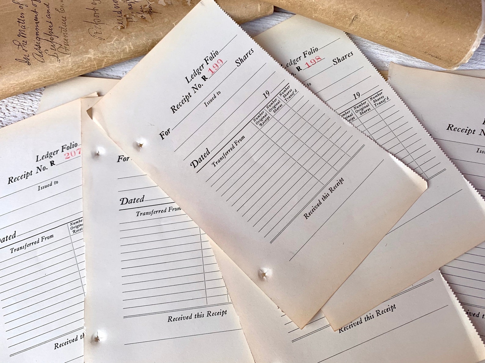 Antique Certificate Receipts, Old Document Stubs, Aged Paper for Junk ...