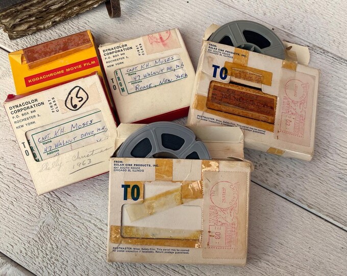 Vintage Film Strip and Boxes for Crafts - Photo Negatives - Narrow Reel ...