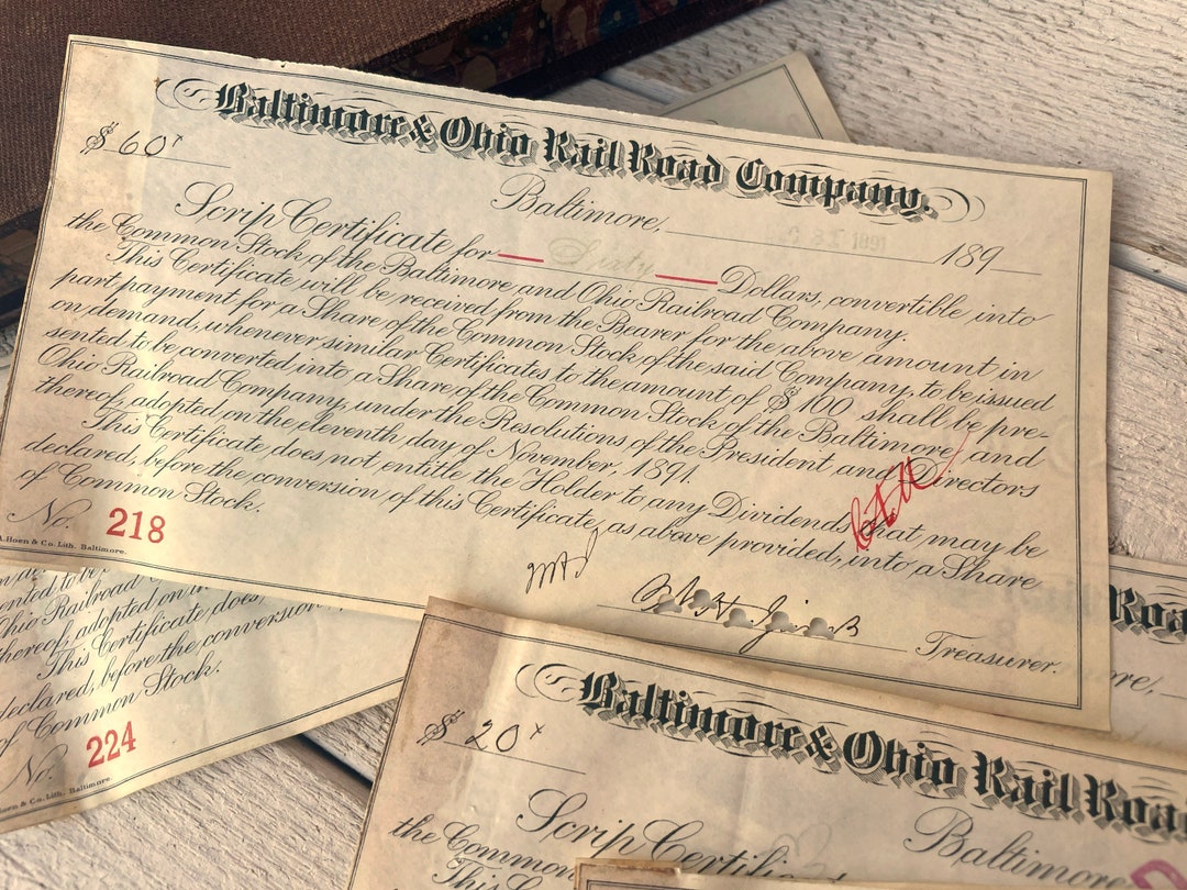 Antique 1890s Used Certificate, Thin Paper, Shares Certificates ...