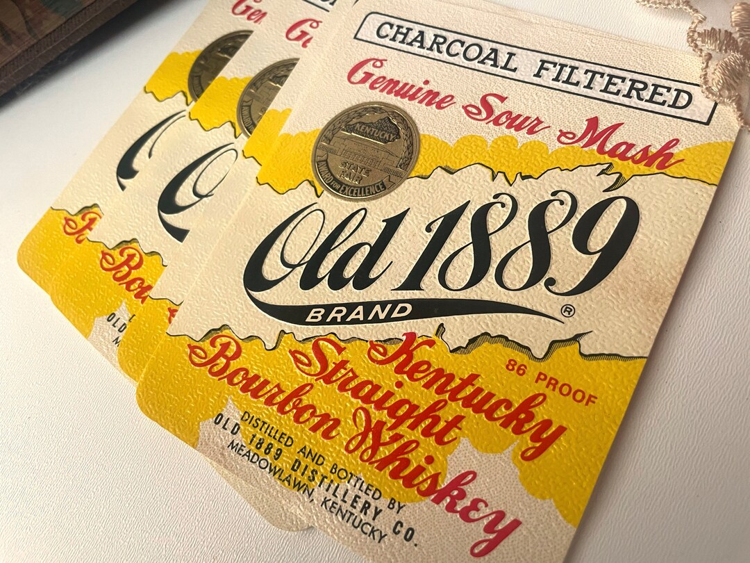 Vintage Whiskey Bottle Labels, Old 1889 Label Set, Advertising ...