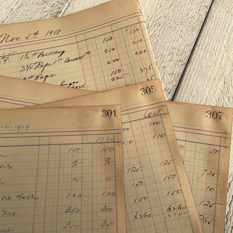 Antique Handwritten Ledger Pages 1910s, Vintage Junk Journal Ephemera ...