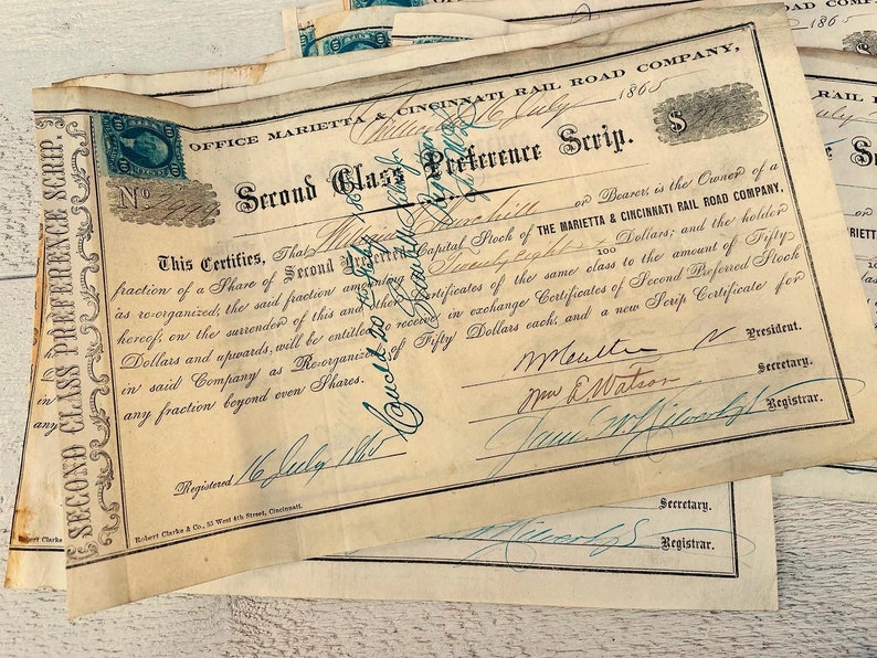 Antique Shares Certificates Vintage Document Receipts - Etsy