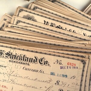 Antique Bank Checks, Used Payment Receipt, Vintage Ephemera for Junk ...
